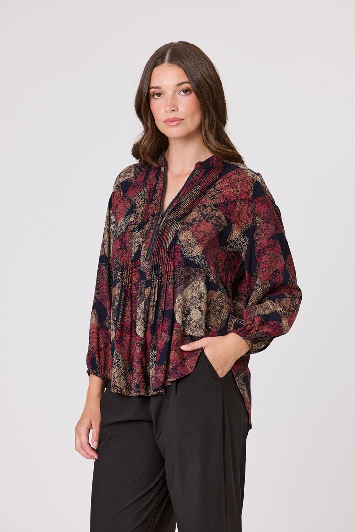 Shirts - VENICE ZIP BLOUSE - Hartleys Fashion